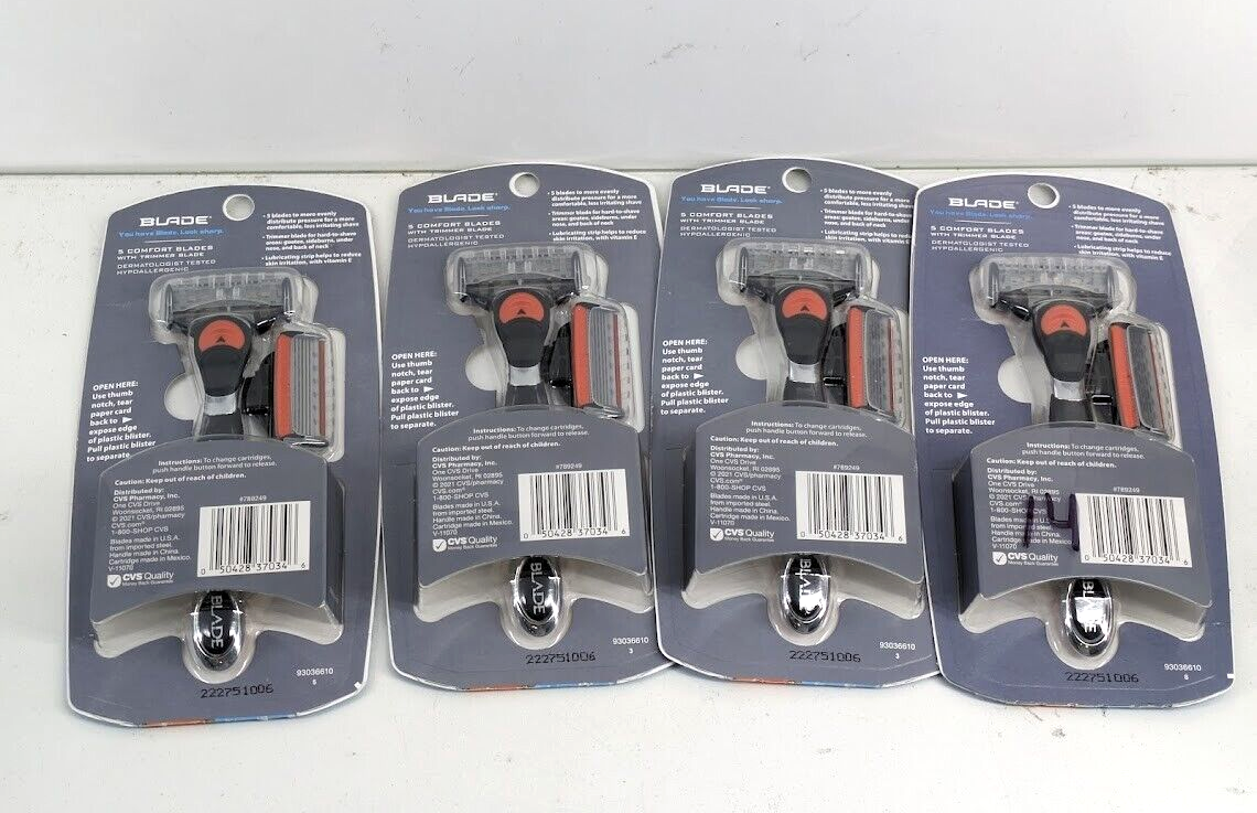 CVS Razors for Men 5 Blade 1-Handle 2-Cartridges Trimmer Sensitive Skin ...