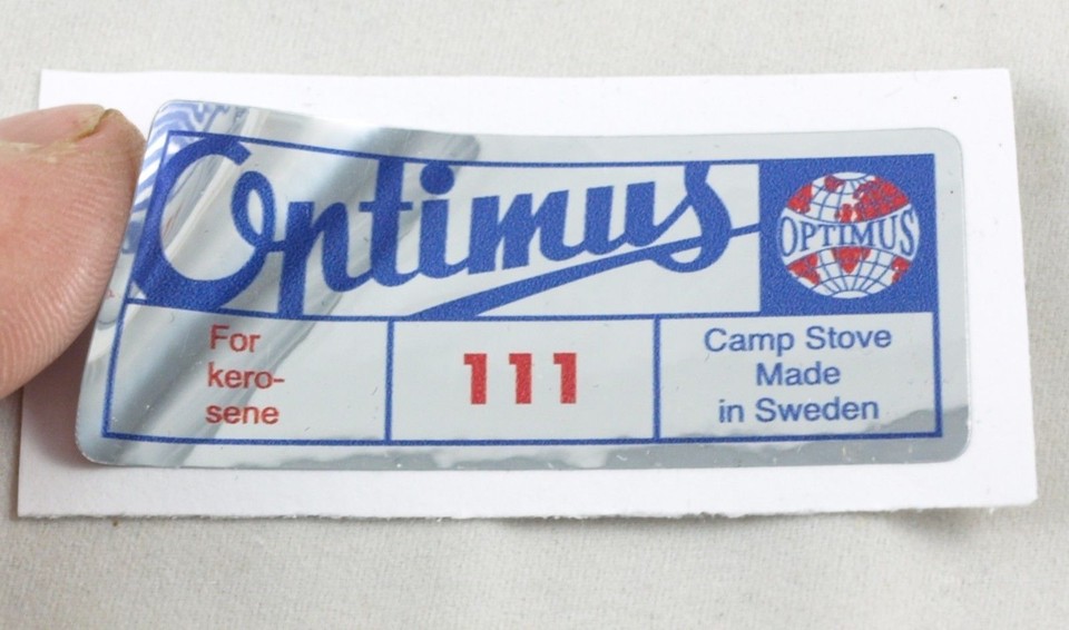 OPTIMUS STOVE 111 REPLACEMENT DECAL STICKER KEROSENE STOVE PRIMUS STOVE ...