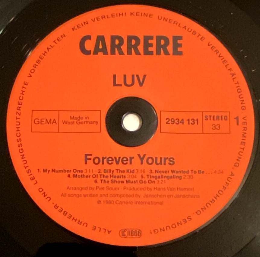 LUV Forever Yours RARE 80s Dutch Pop ELECTRO Dance DISCO German Import ...