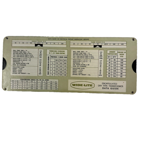 Wide Lite Transformer Data Guide Calculator Slide Rule | eBay
