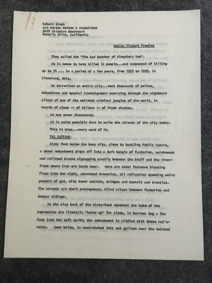 "THE MAD BUTCHER OF KINGSBURY RUN" by ROBERT BLOCH Motion Picture ...