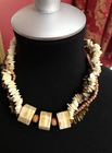 Estate Necklace Puka Shell & Lucite Chunks & Beads 16" Choker Slide-in ...