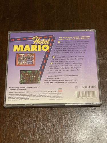 Philips CDi System - HOTEL MARIO - Super Rare CD-I - W/Slip Cover **CIB ...