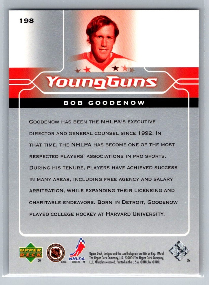2004-05 Upper Deck Young Guns Bob Goodenow Washington Capitals #198 | eBay
