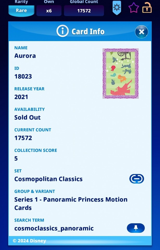 Topps Disney Collect Digital Cosmopolitan AURORA Panoramic Princess ...