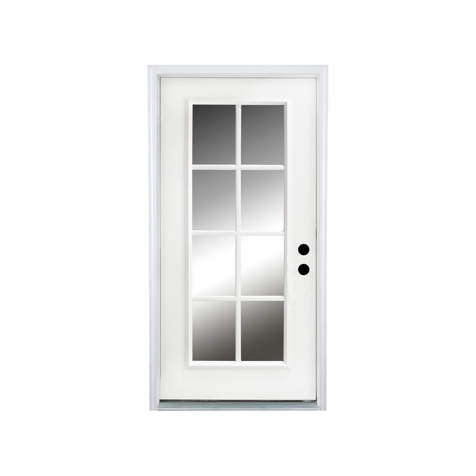 36x80Fiberglass Entry Door, 4-9/16"Jamb, LH Inswing, 8 Lite Full Lite ...