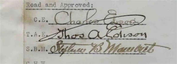THOMAS EDISON / CHARLES EDISON SIGNED AUTOGRAPH DOCUMENT PSA AUTHENTIC ...