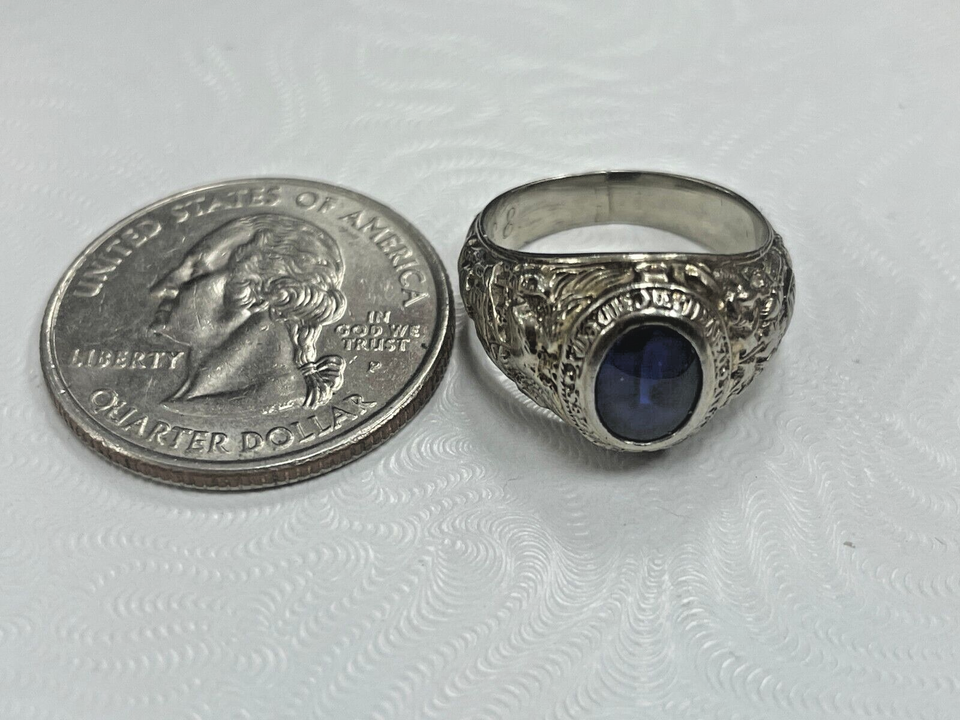 Vintage US Naval Academy 10k White Gold Ring Sapphire Class 1929 USNA ...