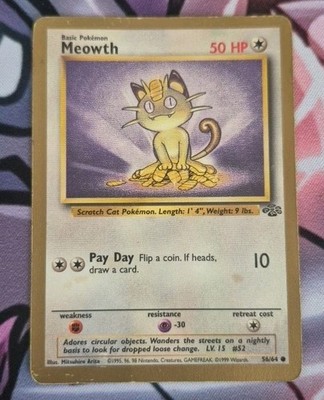 Meowth - 56/64 - Jungle Set - Gold Border US Promo - Pokemon Card MP ...