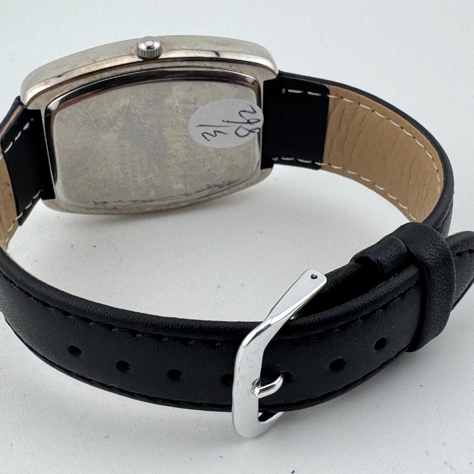 Vintage Peanuts Snoopy Quartz Watch Men Silver Barrel Leather Analog ...