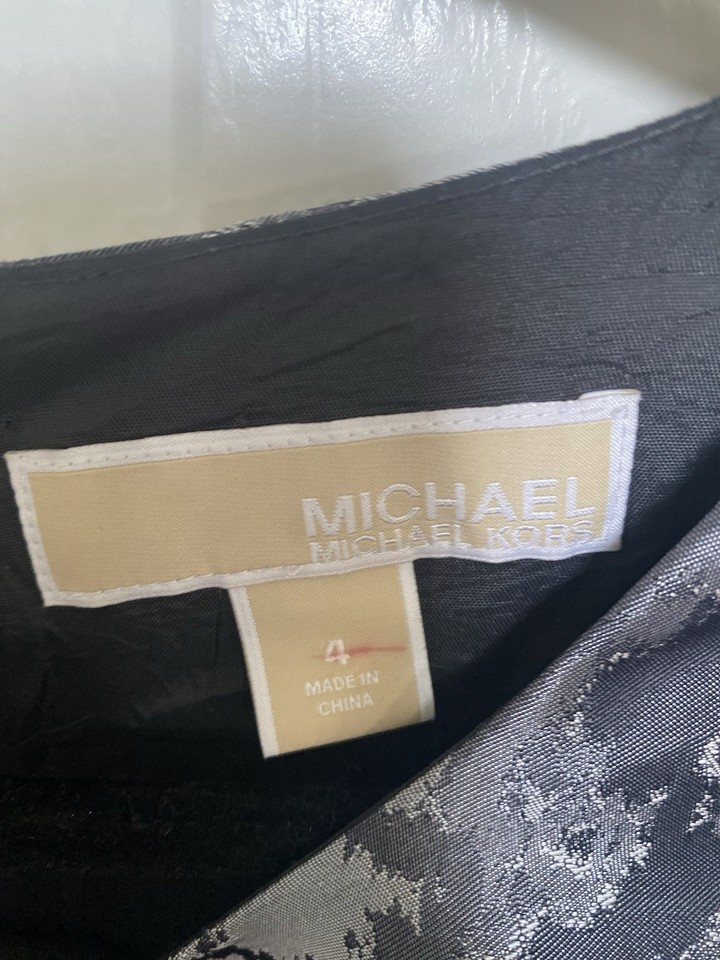 Michael Michael Kors Black Silver Sleeveless Printed Sheath Dress 4 | eBay
