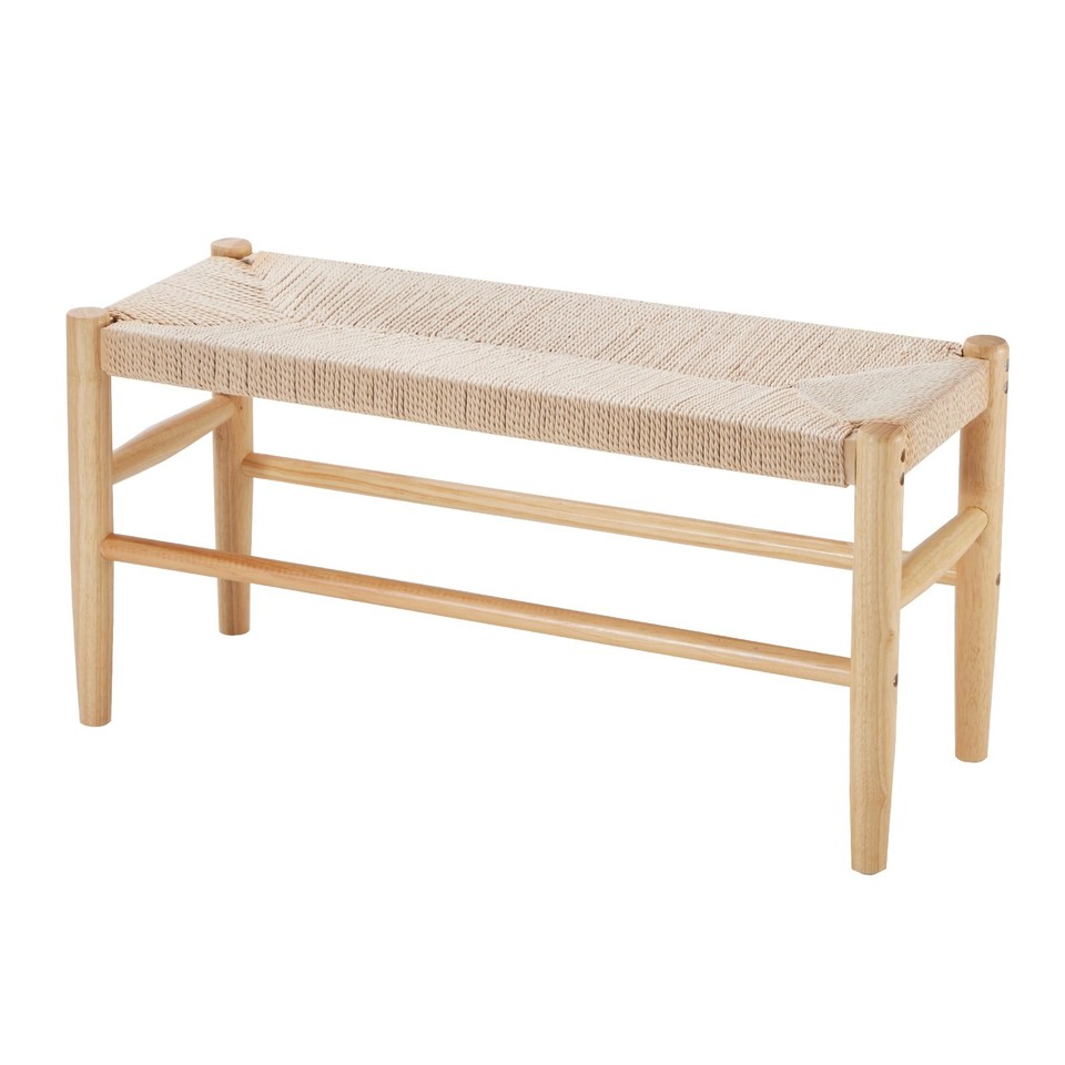 Rattan Bench Wooden Bench 31.5 Inches for Entryway Living Room ...