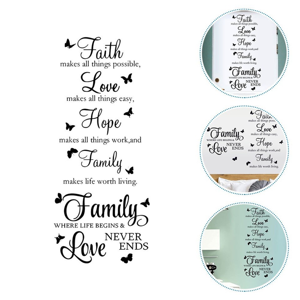 1 Sheet Family Themed Wall Stickers Family Letter Quote Removable ...