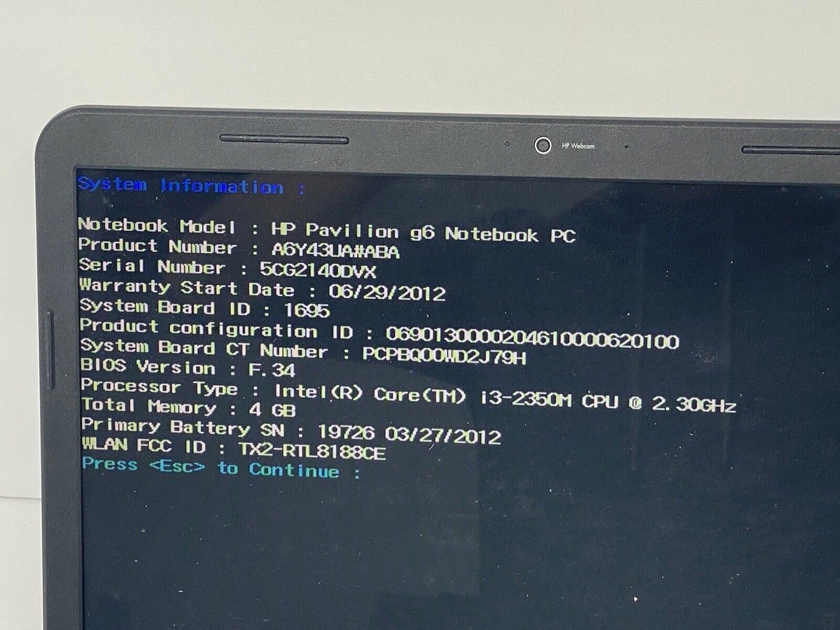 HP Pavilion G6-1D38DX Laptop Intel Core i3-2350M 2.30 GHZ HP Pavilion G6-1D38DX Laptop Intel Core i3-2350M 2.30 GHZ