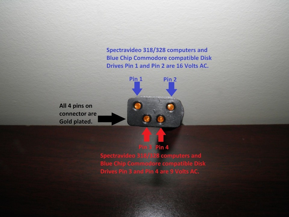 Power cable for Blue Chip, ColecoVision, Spectravideo 318/328, and TI ...