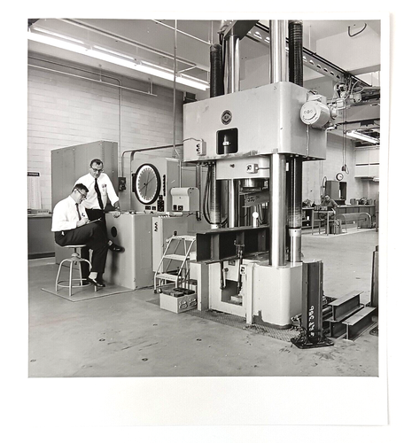 1961 Bethlehem Steel Mechanics Lab Stress Testing Machine Worker VTG ...