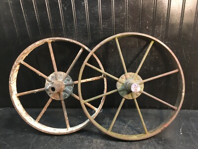 Vintage Cast Iron Wagon/ Cart Wheels Pair 15.5” Diameter x 1 3/4in ...