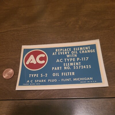 Nice Vintage AC Delco Element P117 Transfer Decal. Rare | eBay
