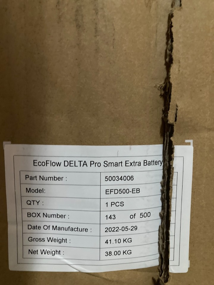 EcoFlow DELTA Pro Smart Extra Battery 3600Wh, EFD500-EB | eBay