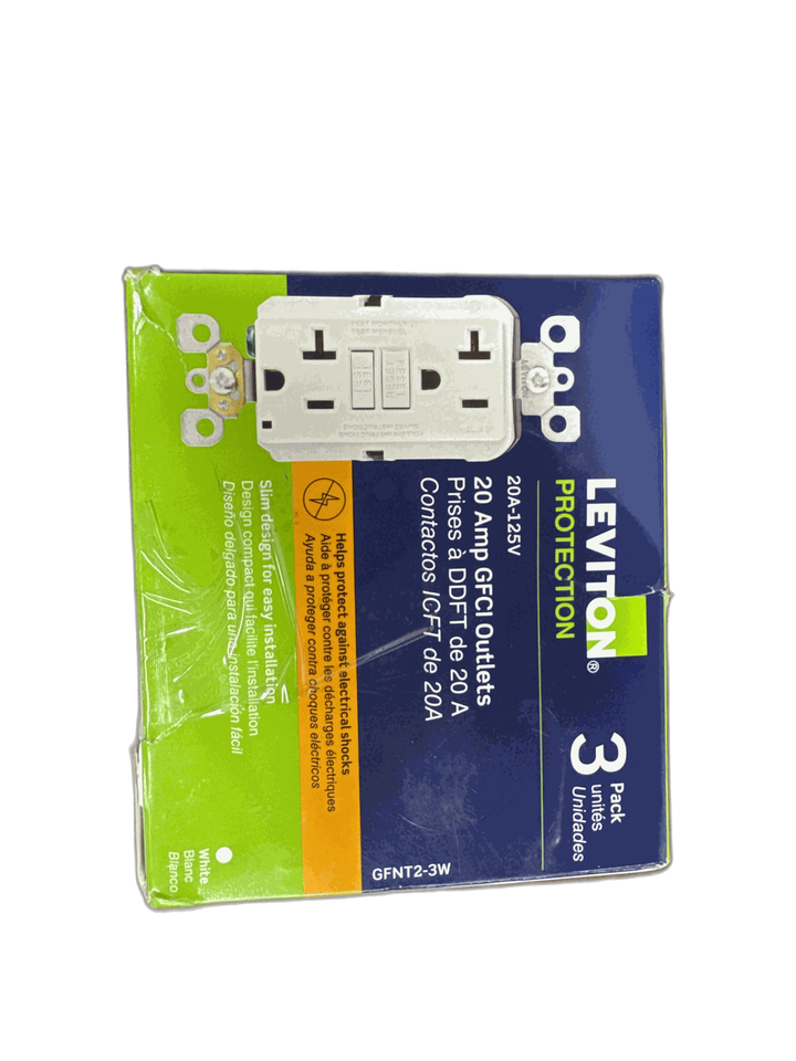 Leviton 20A SmartlockPro Slim GFCI Duplex Outlet Self-Test White (3 ...