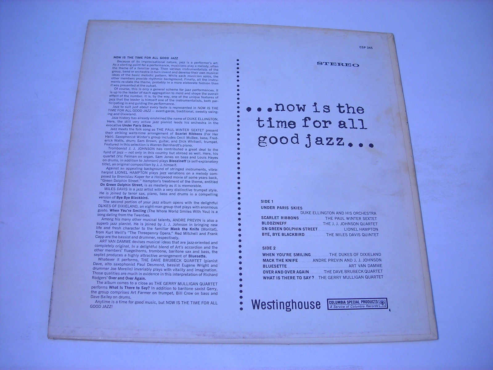 Various Artists Now Is The Time For All Good Jazz 1965 Stereo LP various-artists-now-is-the-time-for-all-good-jazz-1965-stereo-lp