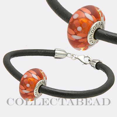 Authentic Pandora Spot Light Red Orange Blossom Murano Bracelet 8.1 ...