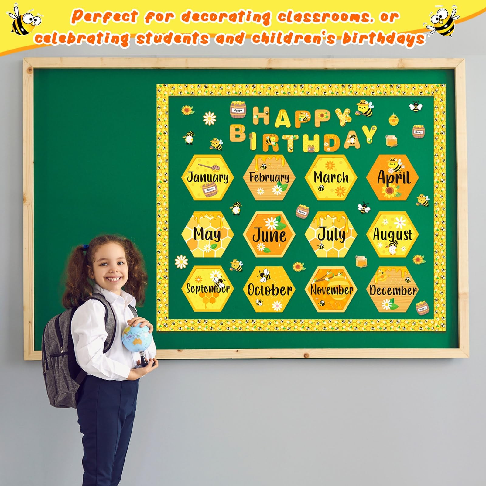 63 Pcs Bee Themed Birthday Bulletin Board Sets Paper Cutouts with Glue ...