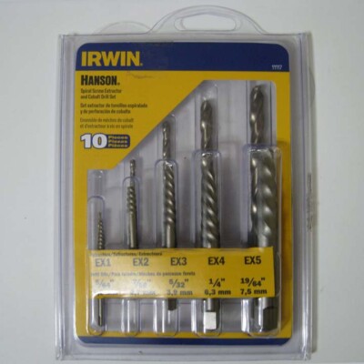 Irwin ® Hanson ® Spiral Screw Extractor & Cobalt Drill Set 11117 - New ...