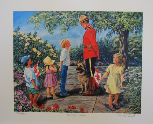 Rosemarie CONDON RCMP children German Shepherd LTD art print police | eBay