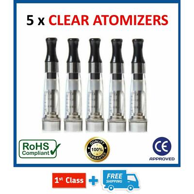 5 x CLEAR ATOMISER CLEAROMISER E CIG SHISHA TANK VAPOUR ATOMIZER ...