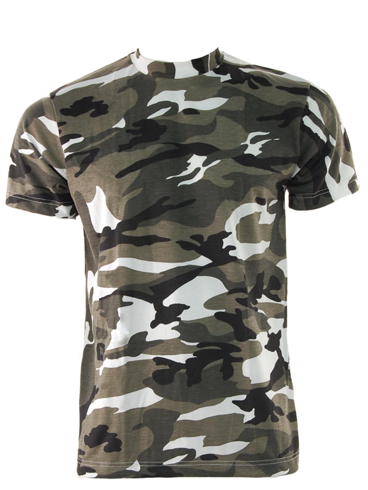 Mens GAME Camouflage Short Sleeve Camo T-Shirt Army Military Hunting ...