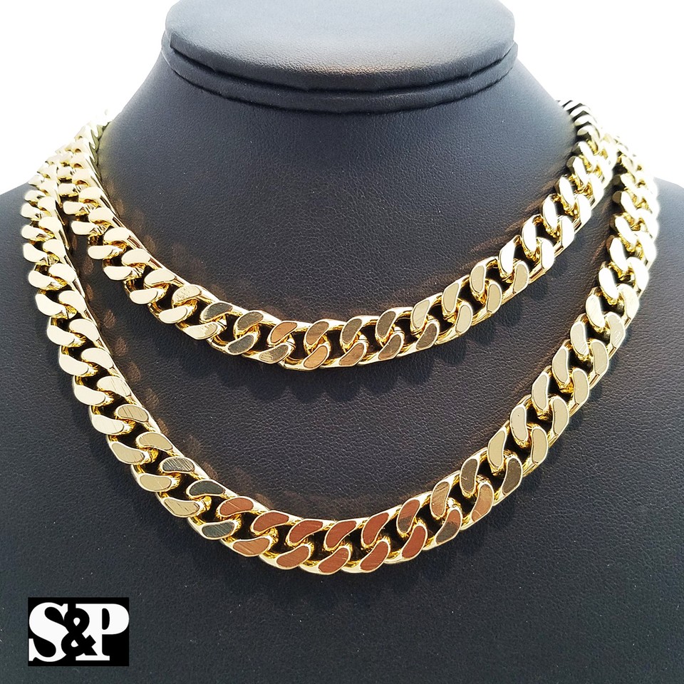Hip Hop Rapper's Gold Plated 10mm 18", 20" Miami Cuban Choker Chain ...
