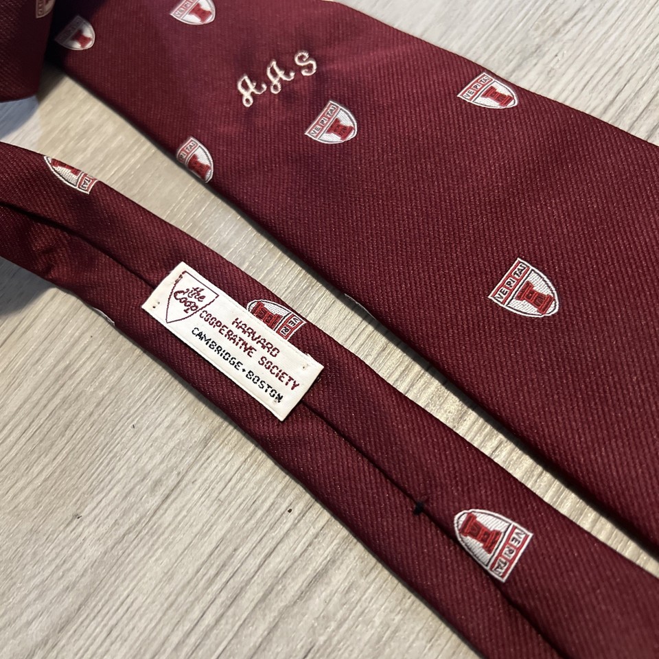 Vintage Rare HARVARD University Veritas Crest Tie Coop Rivetz Boston | eBay