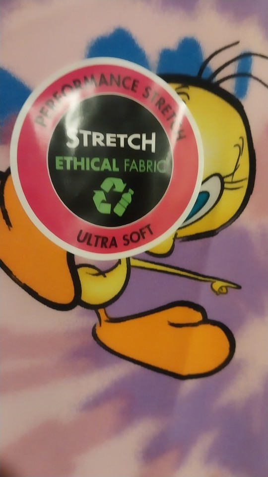 NWOT Looney Tunes Scrub Top Size Large Tweety Bird Purple Multi-Color V ...