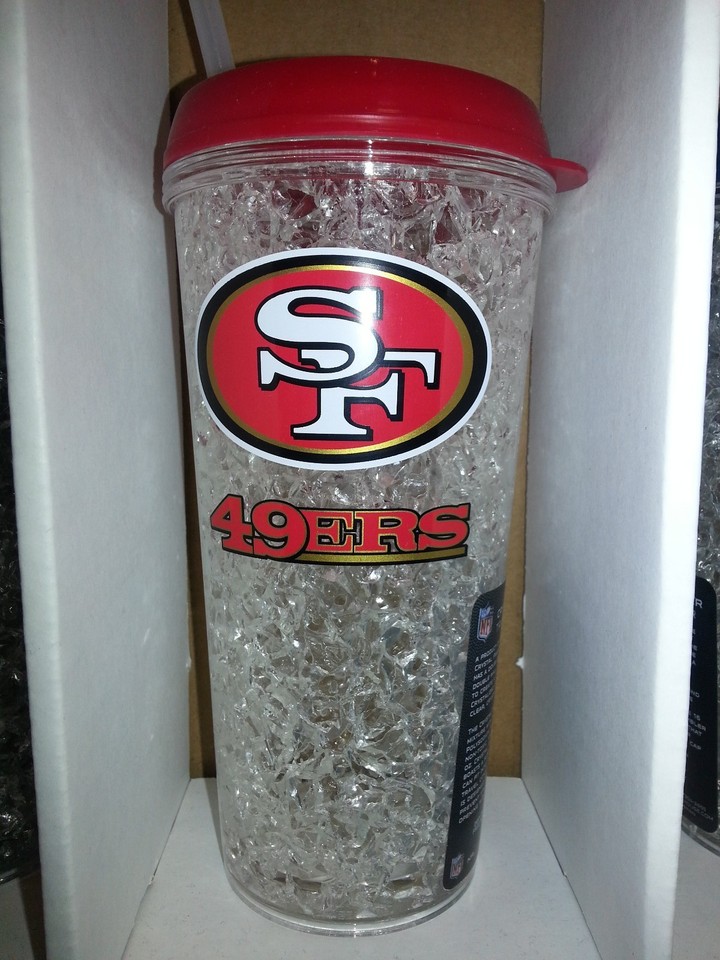 NFL TUMBLER CUP W/ STRAW Freezer Glass 16oz refreezeable CUP=--MANY ...