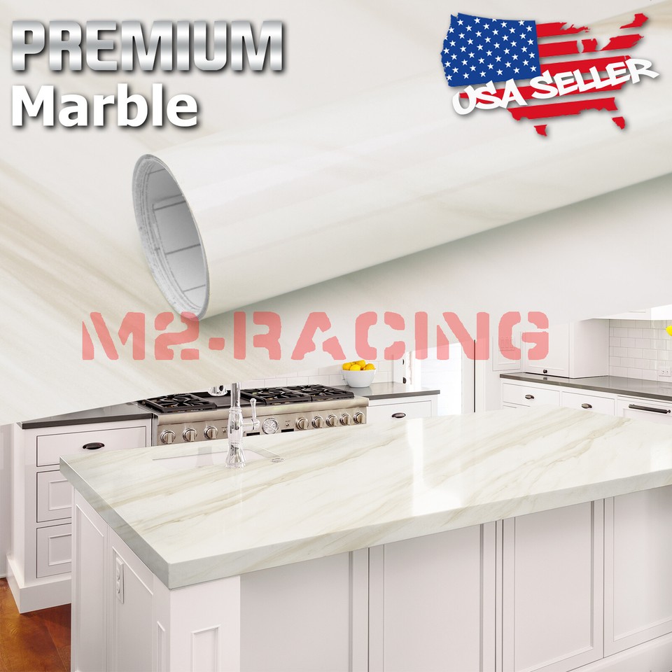 Gloss / Matte Marble Granite Effect Vinyl Wrap Self Adhesive Counter ...