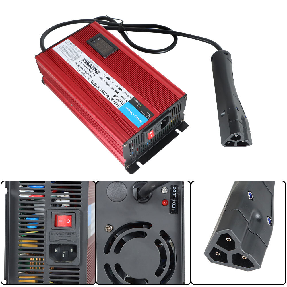 New 48 V 12A "Triangle" 3 Pin Style Plug Golf Cart Charger For EZGO RXV ...