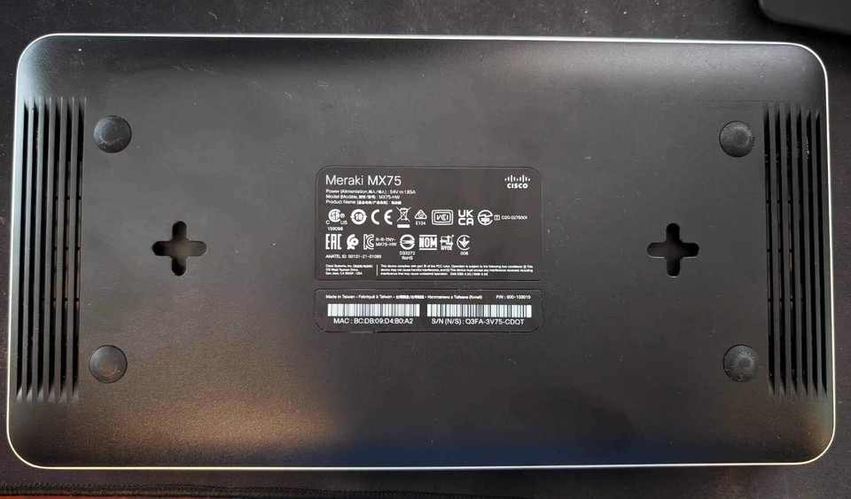 Cisco Meraki MX75 Router/Security Appliance (MX75-HW) no power supply ...