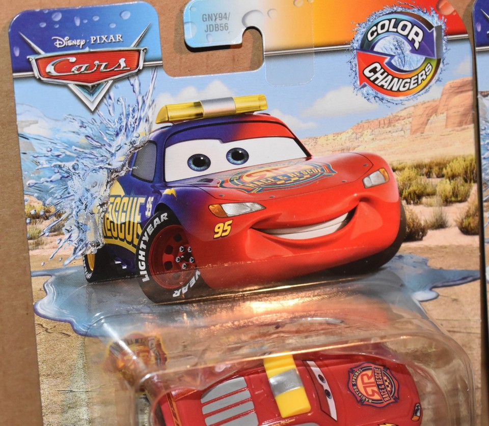 Disney Pixar Cars Color Changers SHERIFF & LIGHTNING McQUEEN RACE ...