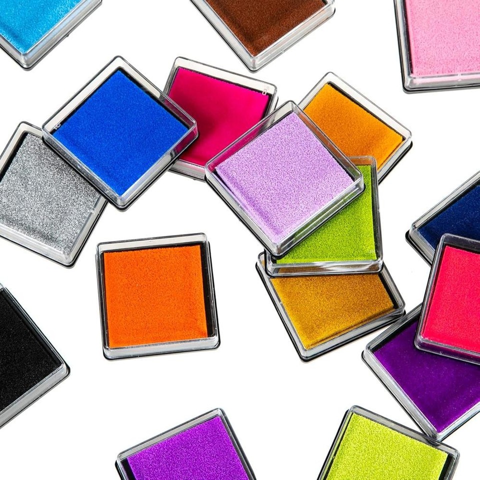 24 Colors Ink Pads for Rubber Stamps, Rainbow Finger Ink Pads, Washable ...