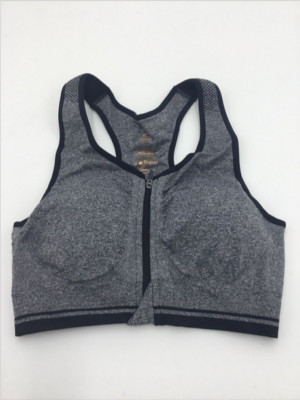 Copperfit Racerback Zip-Front Sports Bra, Grey, Large | eBay