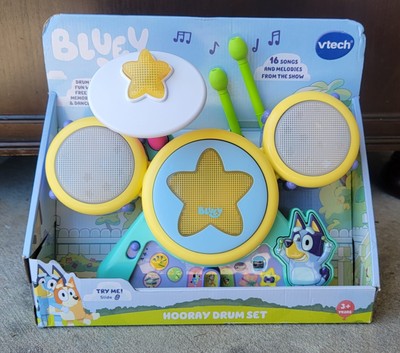 Bluey Hooray Drum Set by VTech – Musical Toy w/ Lights & 16 Songs ...