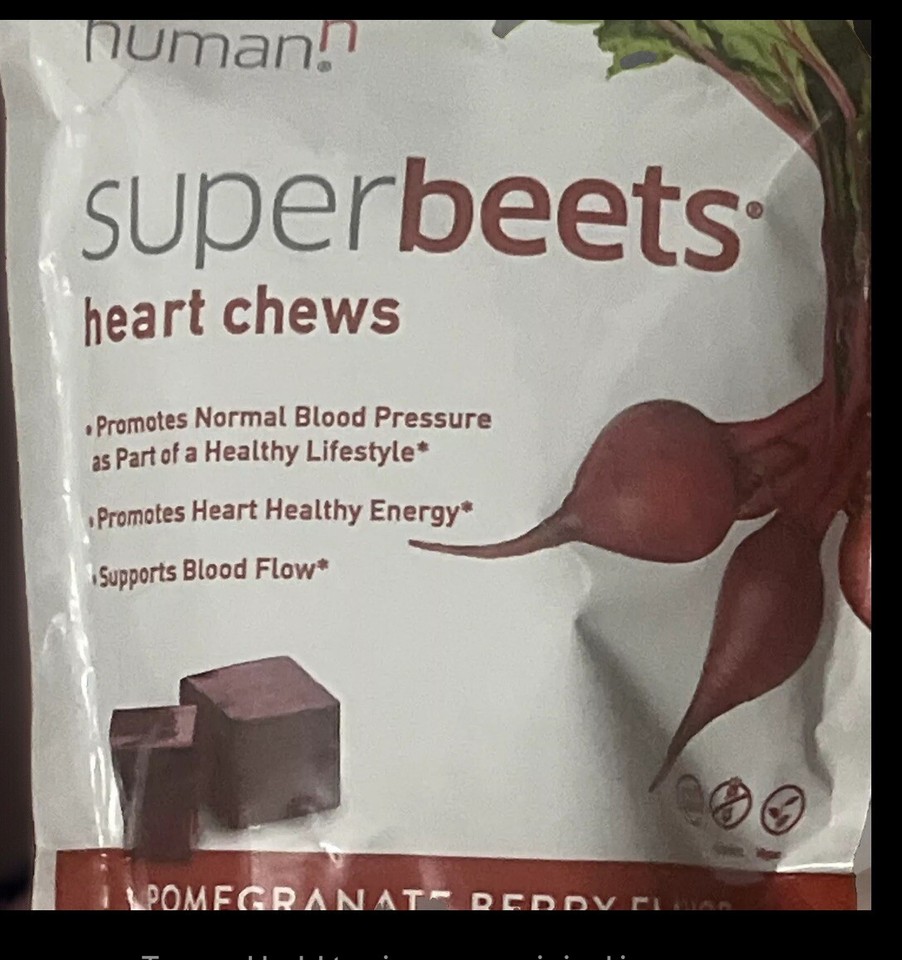 SuperBeets HumanN Heart Chews Pomegranate 60 Ct/30 day supply New ...