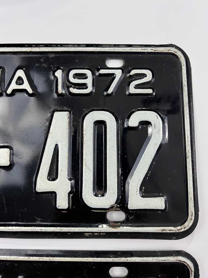 VINTAGE 1972 VIRGINIA VA ANTIQUE AUTOMOTIVE LICENSE PLATE PAIR Set Of 2 ...