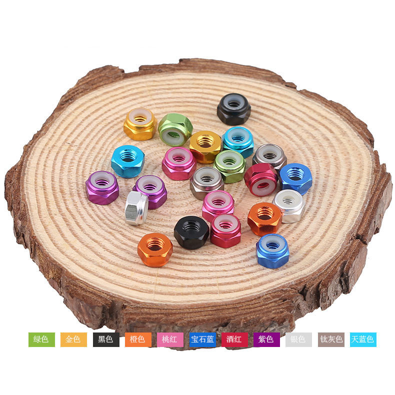 M2.5 Aluminum Colorful Aluminium nuts Alloy Nylon Insert Hex Lock NUT ...