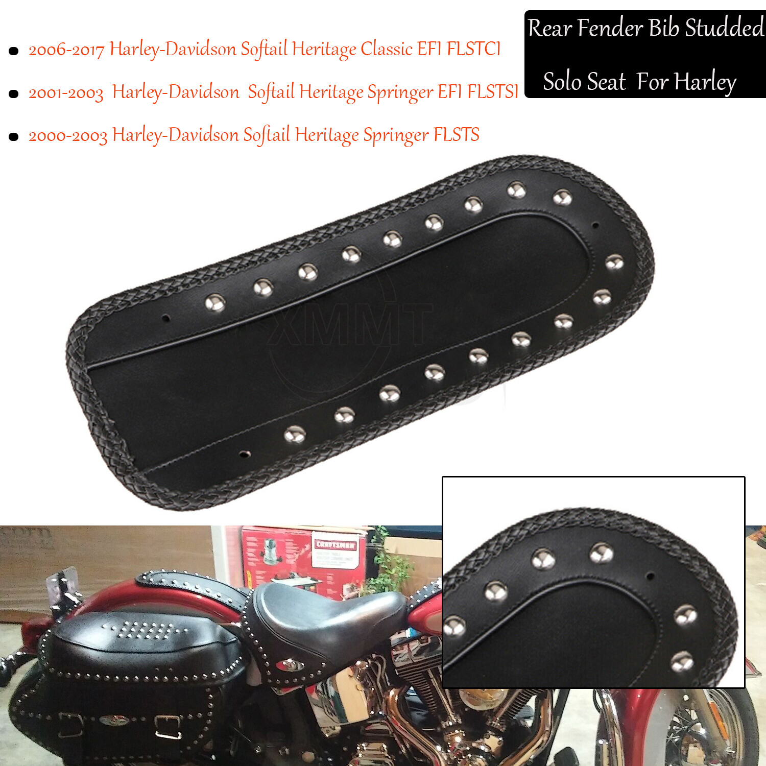 PU Leather Rear Fender Bib Solo Seat Fit For Harley Heritage Softail ...
