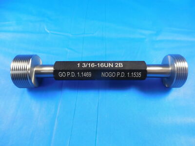 NEW 1 3/16 16 UN 2B THREAD PLUG GAGE 1.1875 GO NO GO P.D.'S = 1.1469 ...