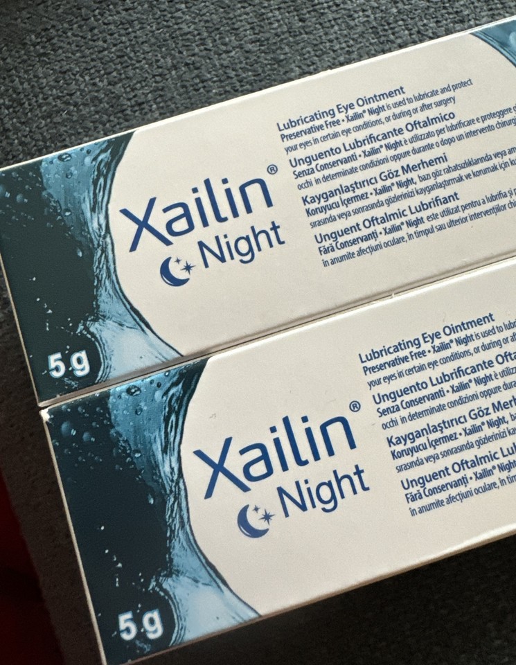 2 x 5g Xailin night lubricating eye ointment - Preservative Free - Exp ...