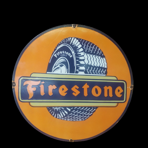 PORCELAIN FIRESTONE ENAMEL SIGN 36 INCHES DOUBLE SIDED | eBay