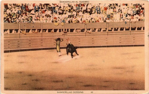 Vintage Tijuana Mexico Bullfighting Postcard Matador Banderillas Crowd ...